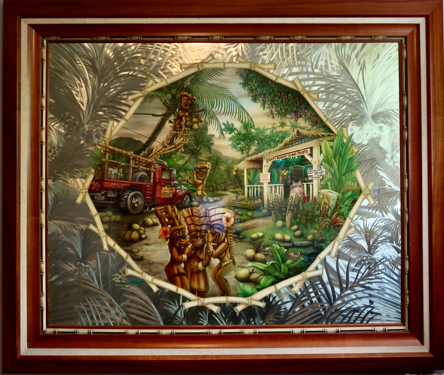 Coconut Wireless framed original on aluminum - Dennis Mathewson Art